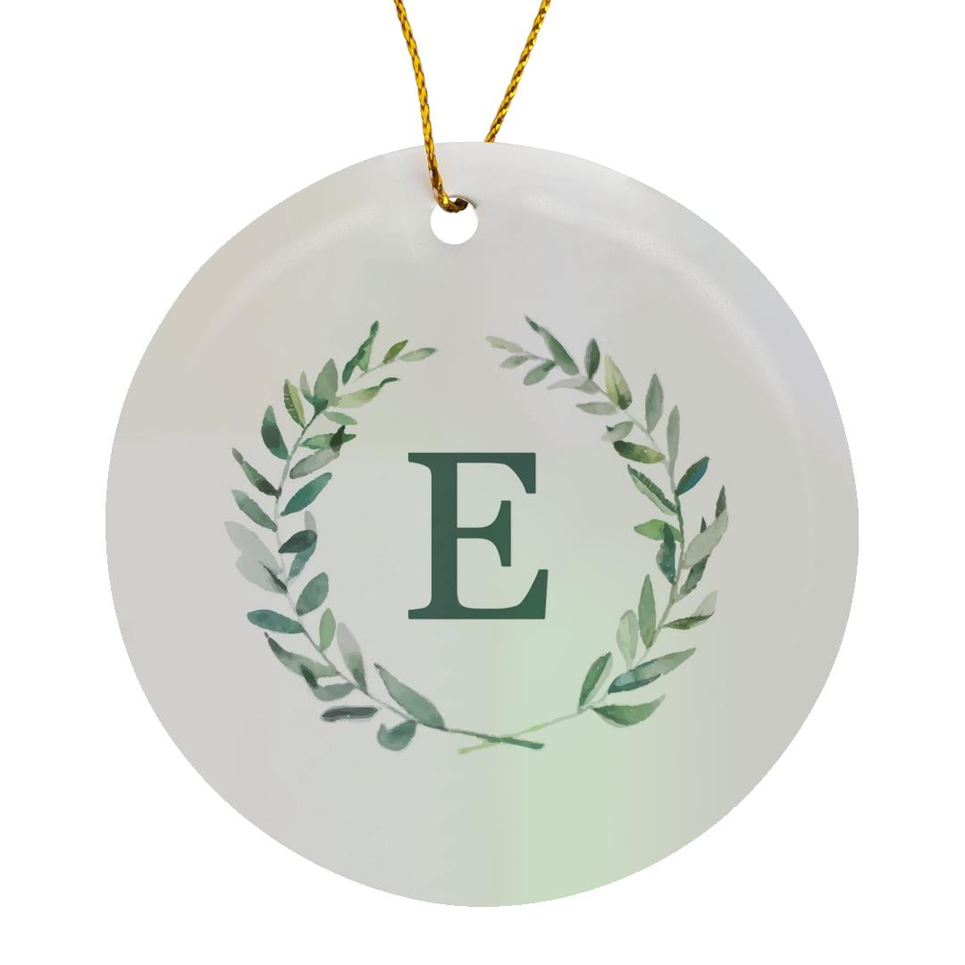 3drose, Wreath with Monogram Initial Letter E in Green on White ...
