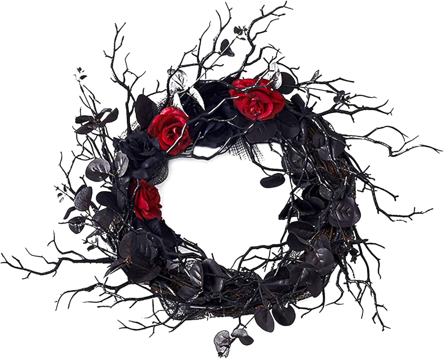 Wreath for Front Door, 17.7in Artificial Black Eucalyptus Wreath Day of ...