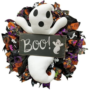 FESTILA Ghost Wreath, Ghost Wreath for Door, Halloween Lit Ghosts, with ...