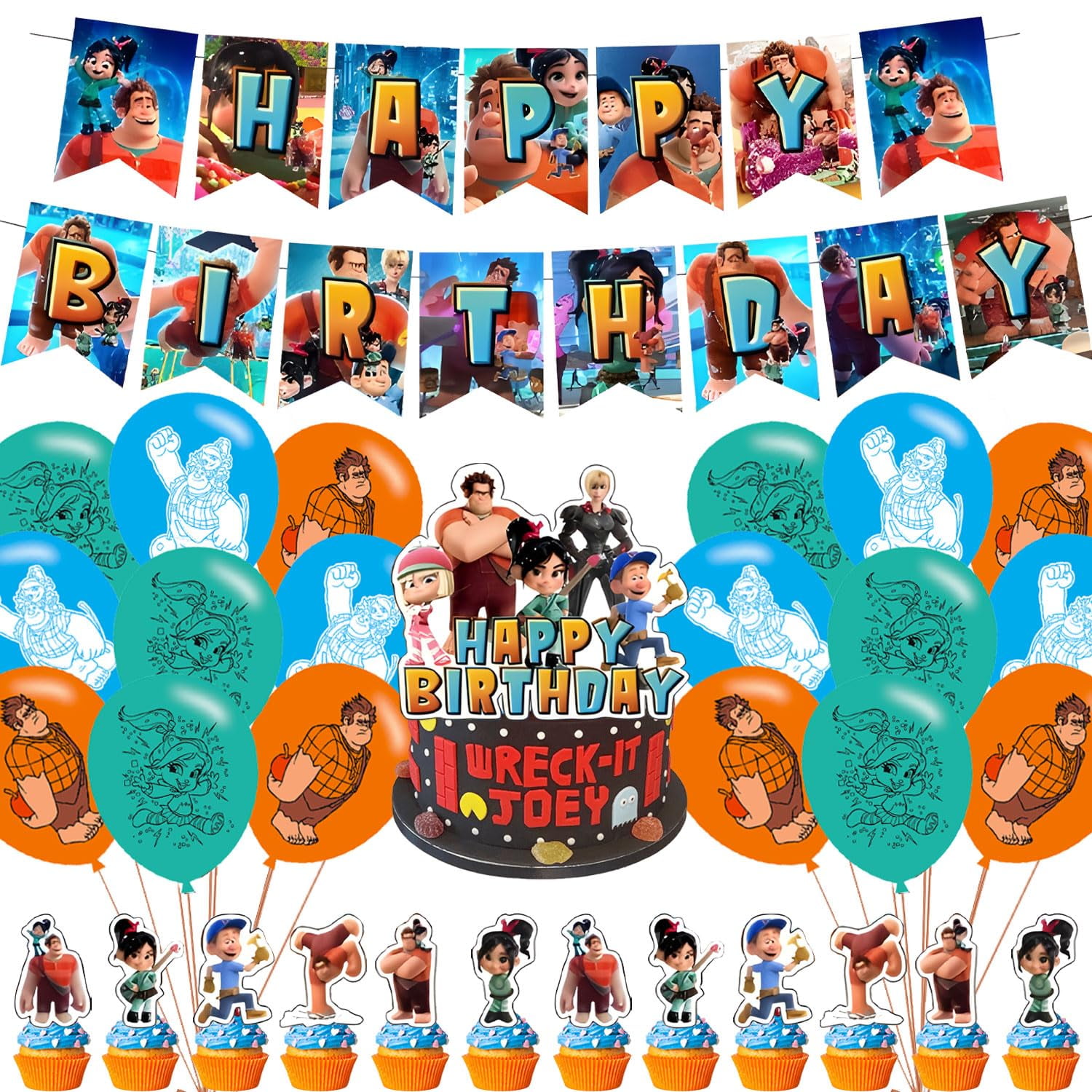 Wreck It Party Decorations,Ralph Birthday Party KKS1 Supplies Includes ...
