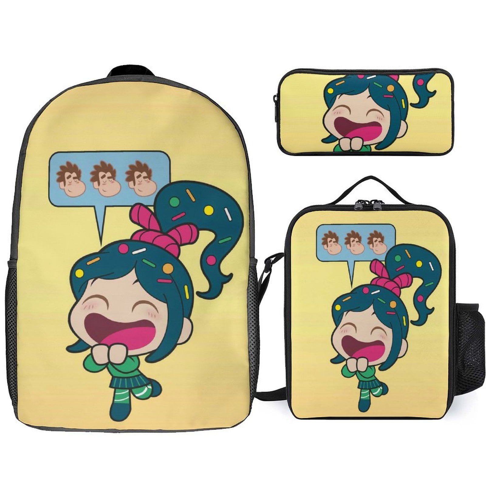 Wreck-It Ralph Anime Print School Bag 3 Pcs Set, Backpack, Lunch Bag ...