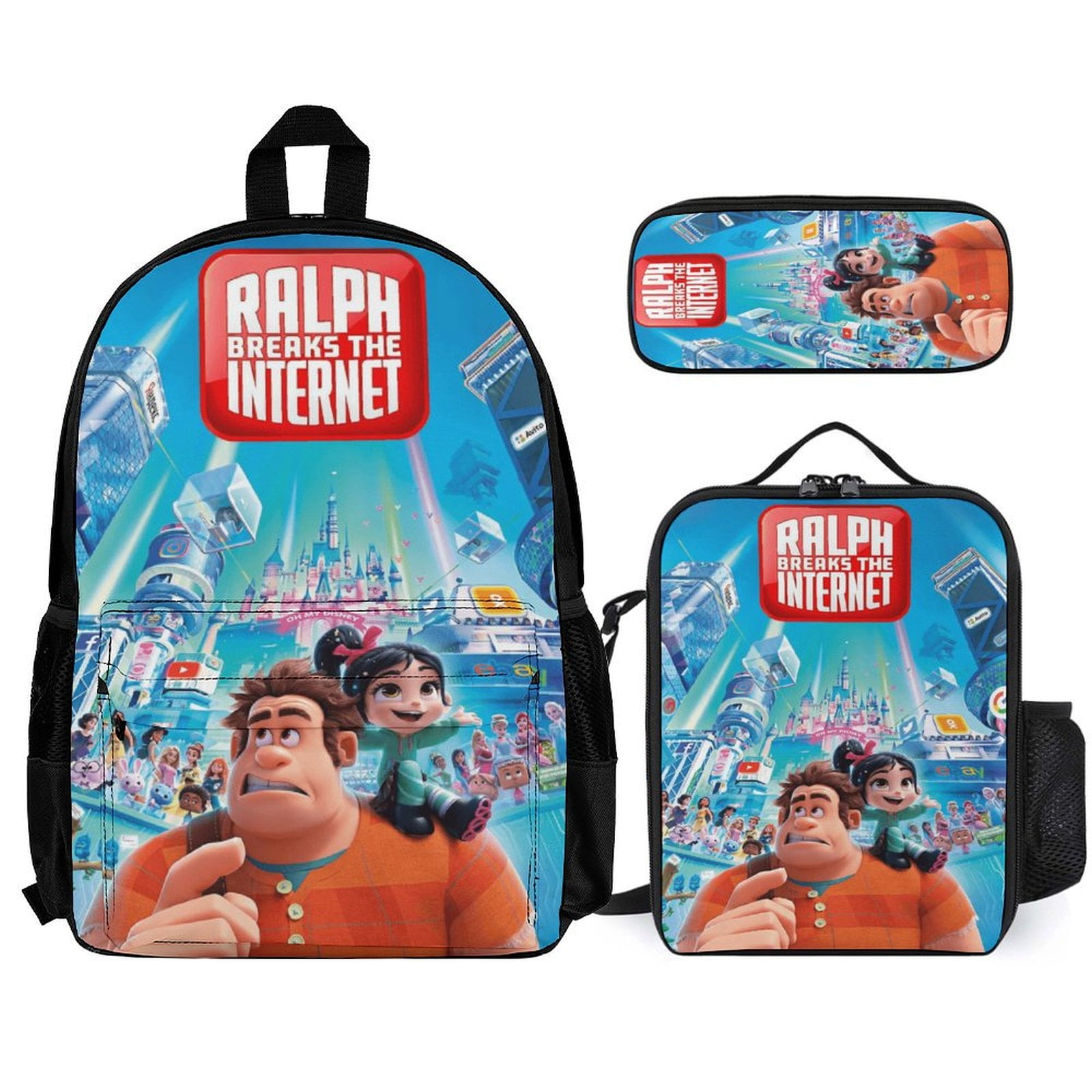 Wreck-It Ralph Backpacks 3 Piece Set Bookbag with Lunch Bag And Pencil ...
