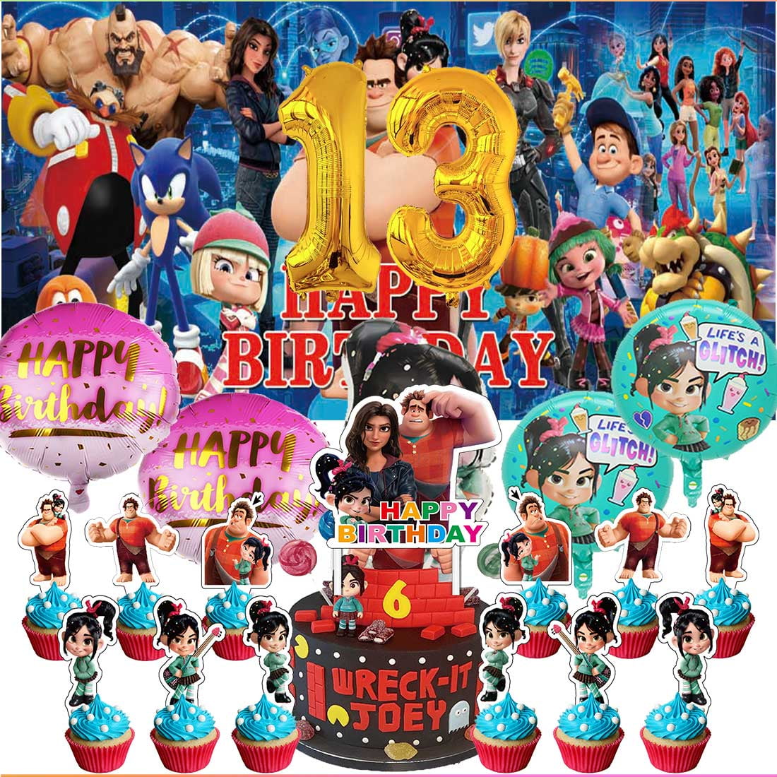 Wreck-It Ralph Party Supplies Decor 13th Kit Balloons Birthday Cake ...
