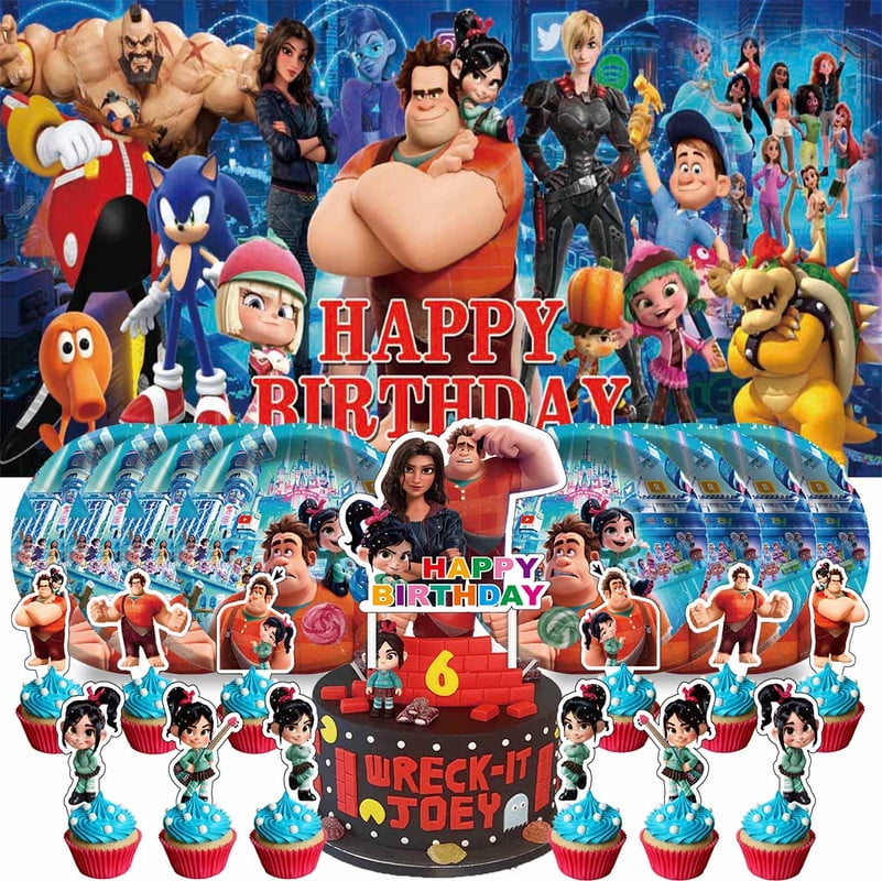 Wreck It Ralph Plates Birthday Supplies Decorations Decor Backdrop ...