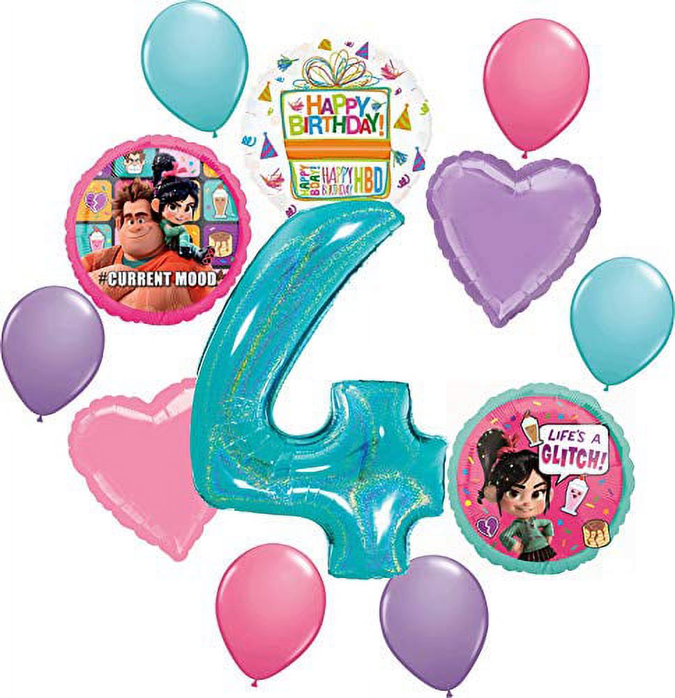 Wreck It Ralph and Vanellope Party Supplies 4th Birthday Balloon ...