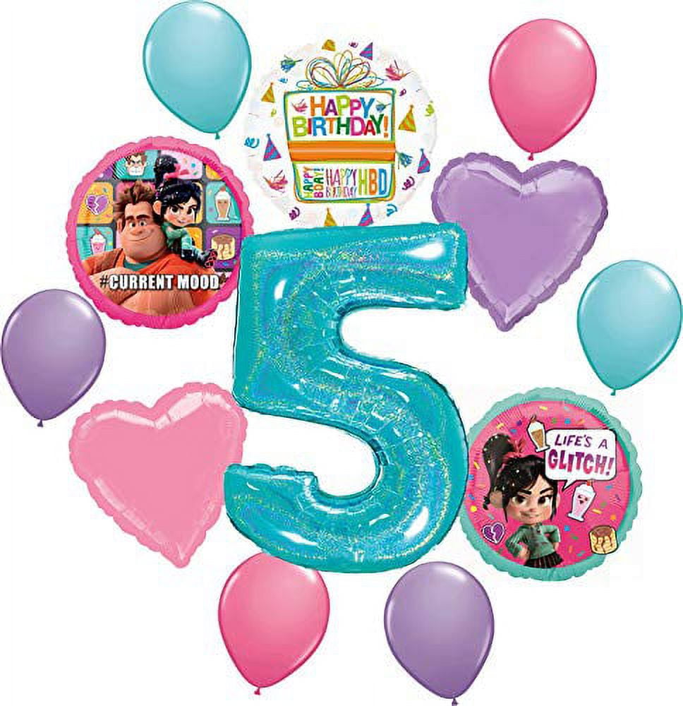Wreck It Ralph and Vanellope Party Supplies 5th Birthday Balloon ...
