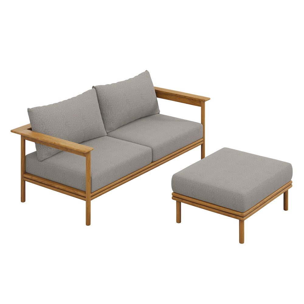 Wren 2-Piece Sofa and Ottoman Set in Natural Driftwood - Walmart.com