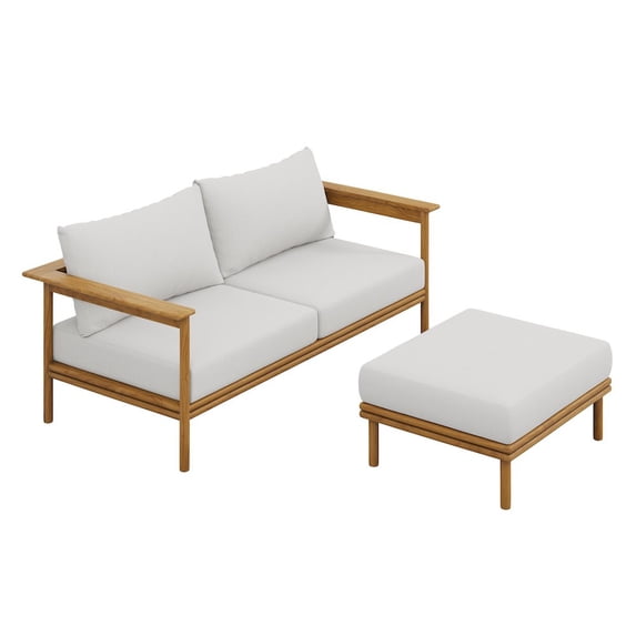 Wren 2-Piece Sofa and Ottoman Set in Natural Sail - Walmart.com