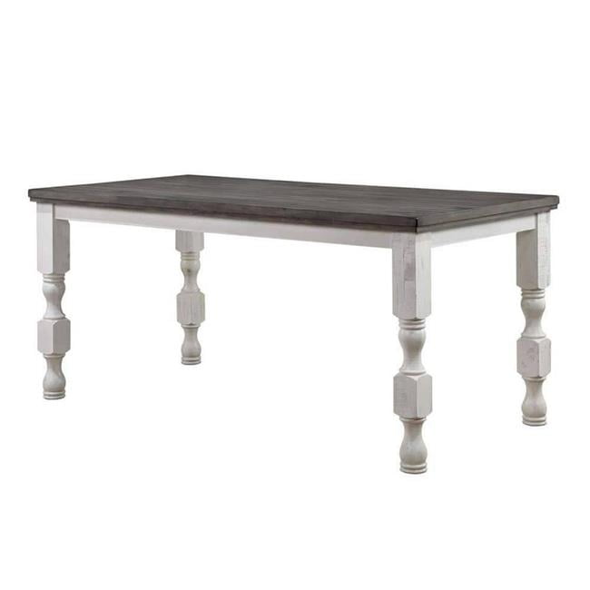 Wren 79 Inch Dining Table Rectangular Top Antique White Wood Gray Top ...