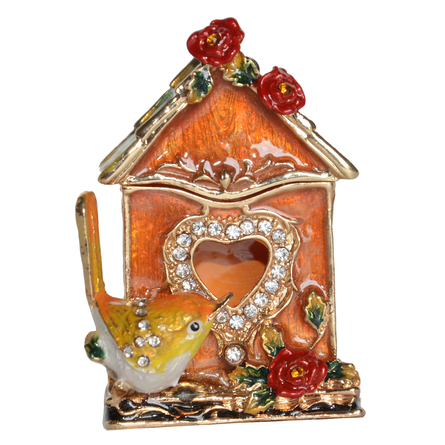 Wren Birdhouse Treasured Trinket Box Metal Jewelry Box Bird Decoration ...