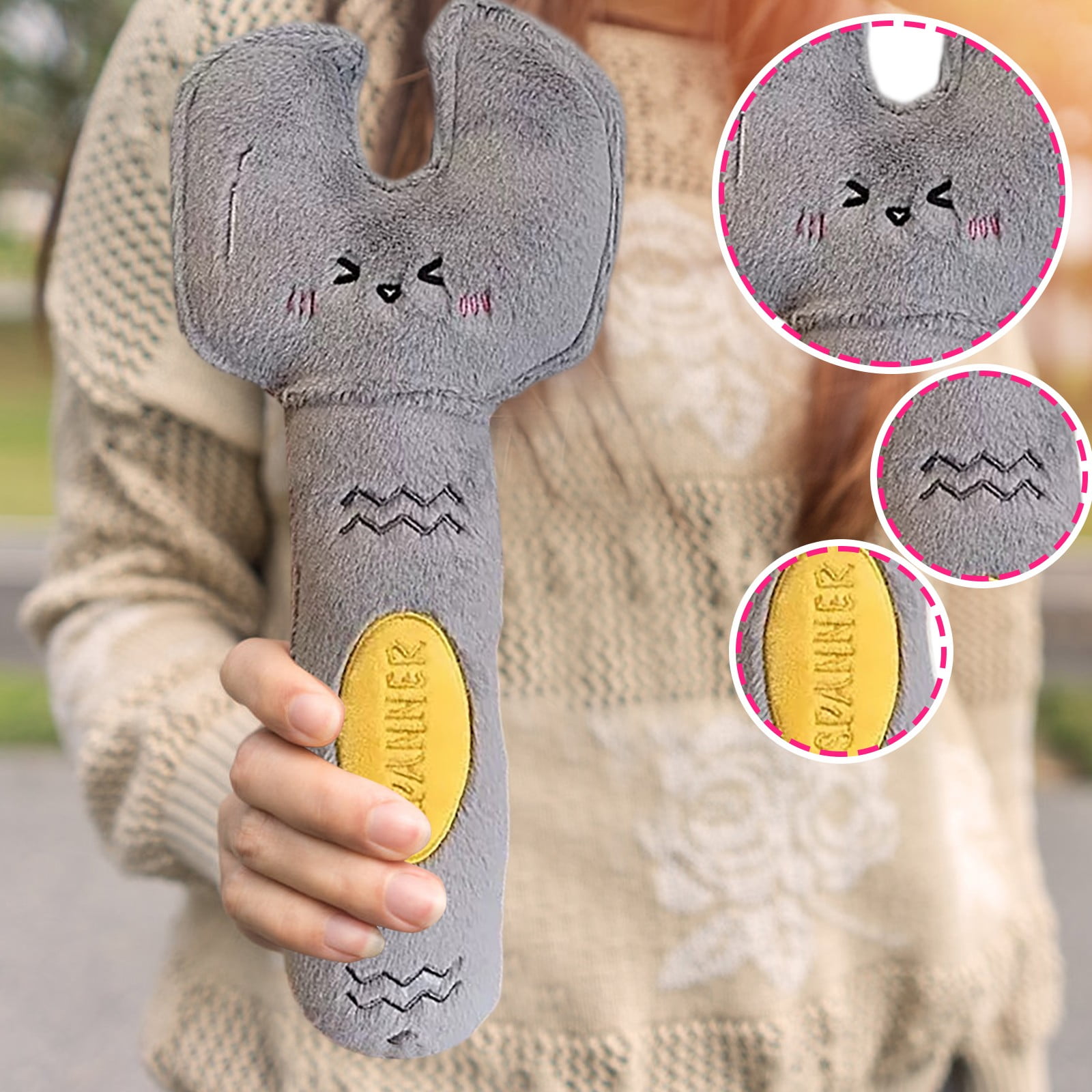Wrench Plushie Toy - Soft Grey Plush Tool Toy for Kids, Cartoon Wrench ...