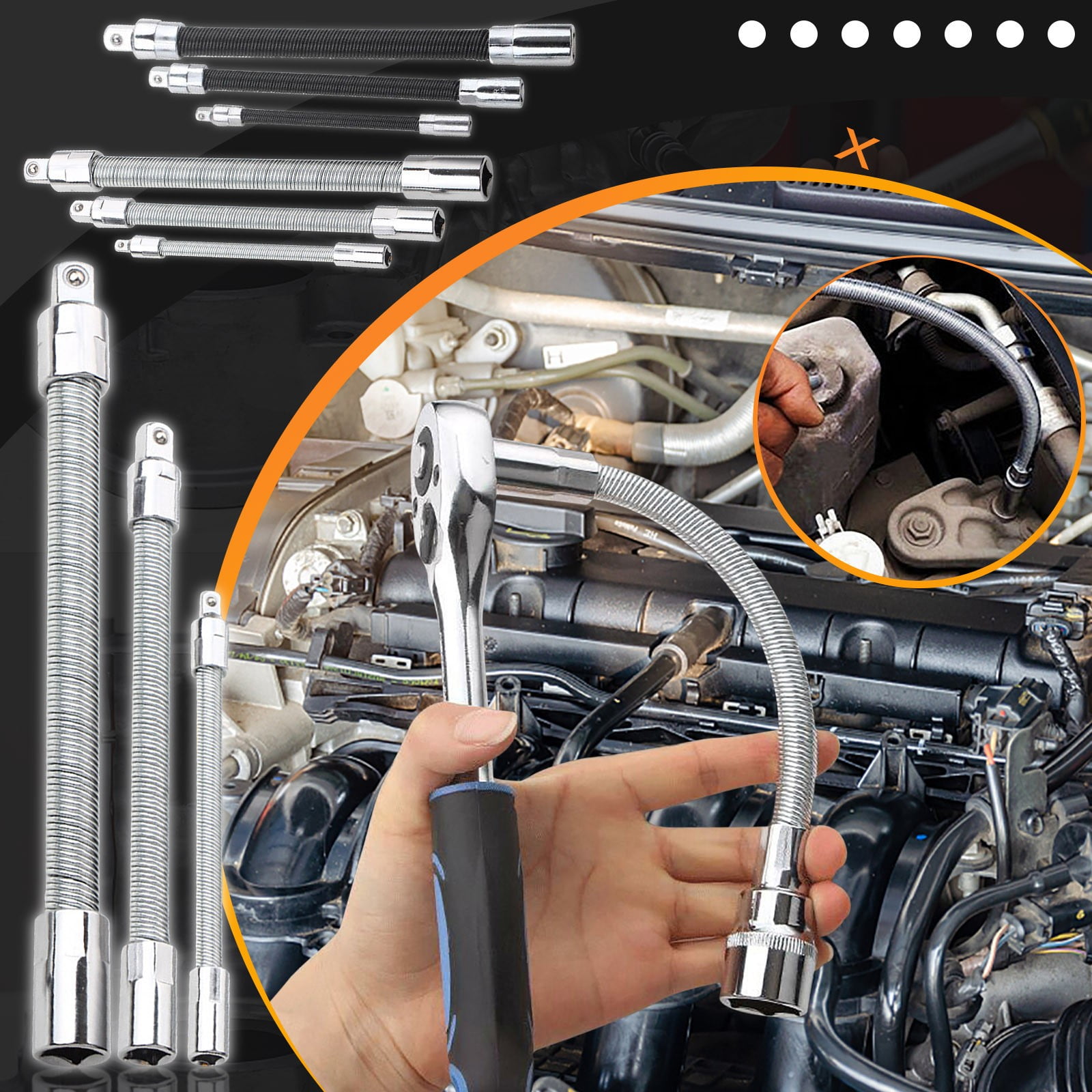 Wrench Sleeve Extension Rod Set | Flexible Swivel Head | High-Strength ...