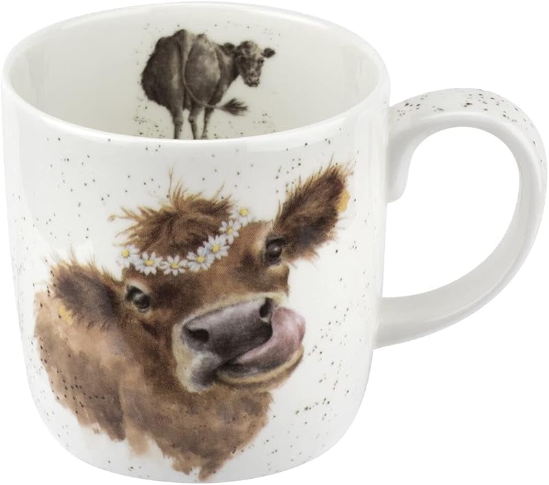 Wrendale Designs 14 oz Mug, Daisy Chain with Cow Illustration - Floral ...
