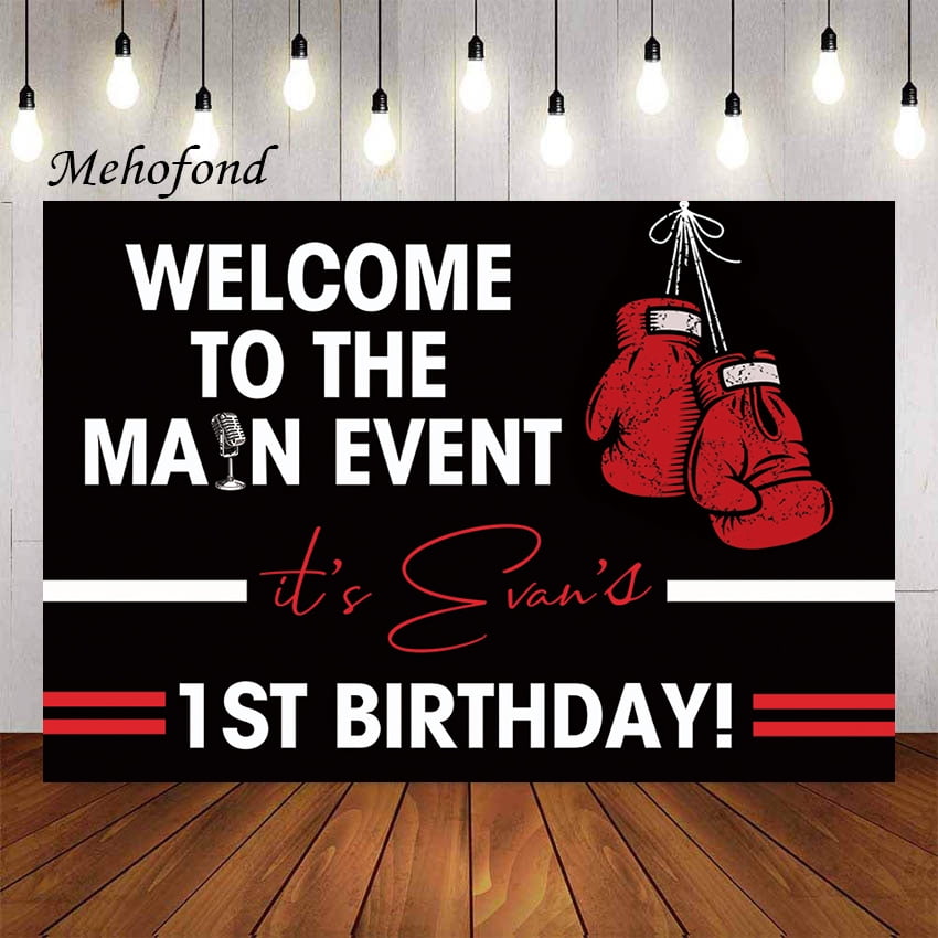 Wrestle Fitness Boxing Boy 1st Birthday Party Fight Night ration ...