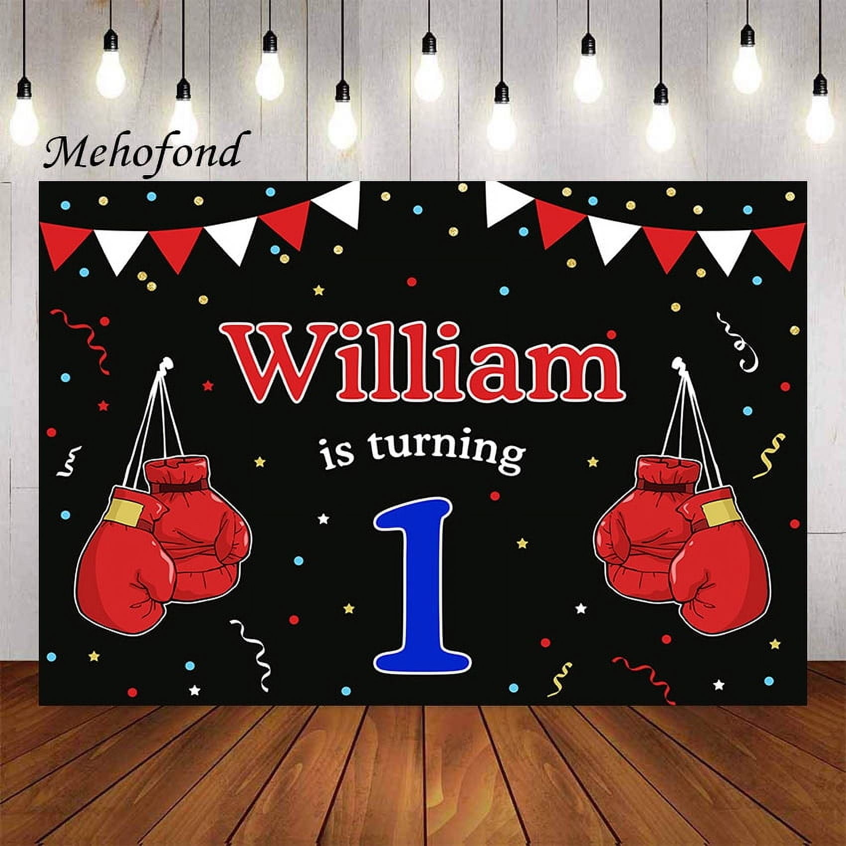 Wrestle Fitness Boxing Boy 1st Birthday Party Fight Night ration ...