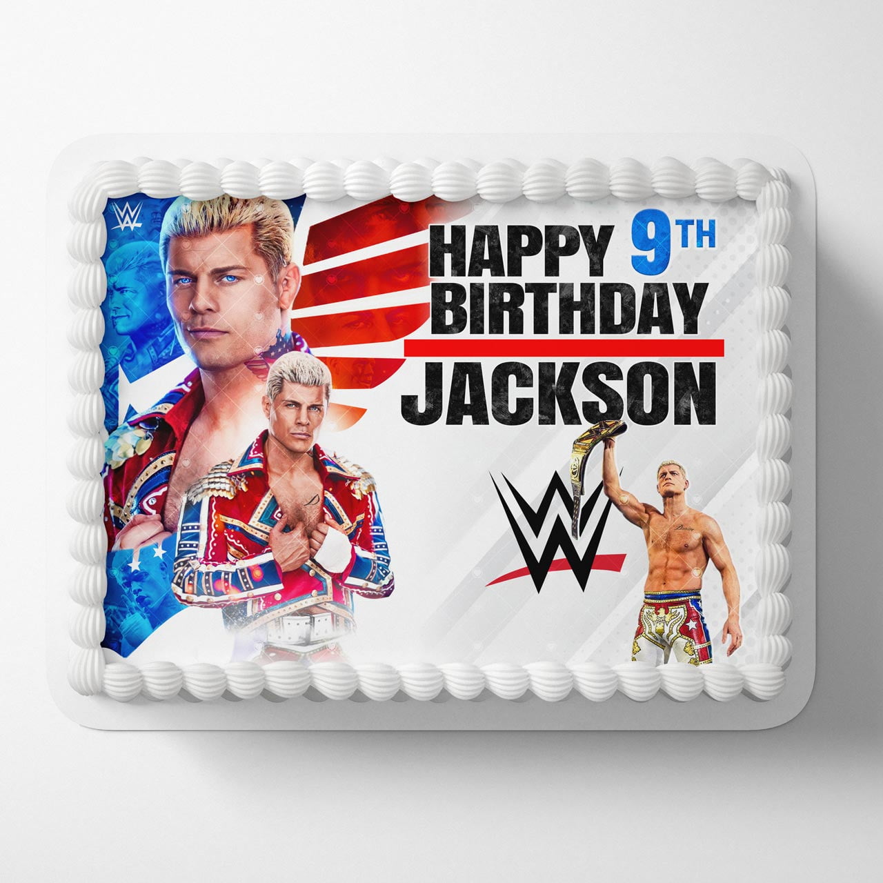 WrestleMania WWE Cody Rhodes Edible Icing Cake Wrap Cake Image Icing ...