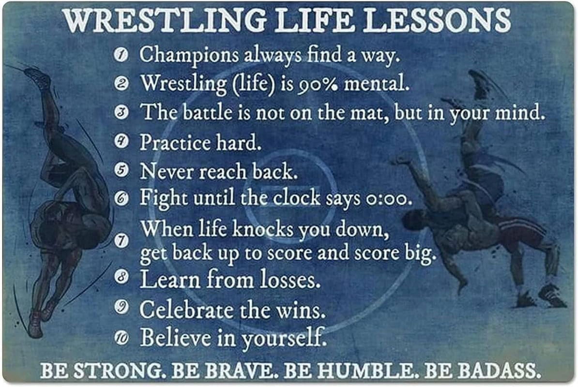 Wrestler Retro Poster Wrestling Life Lessons Print Plaque Room Decor ...