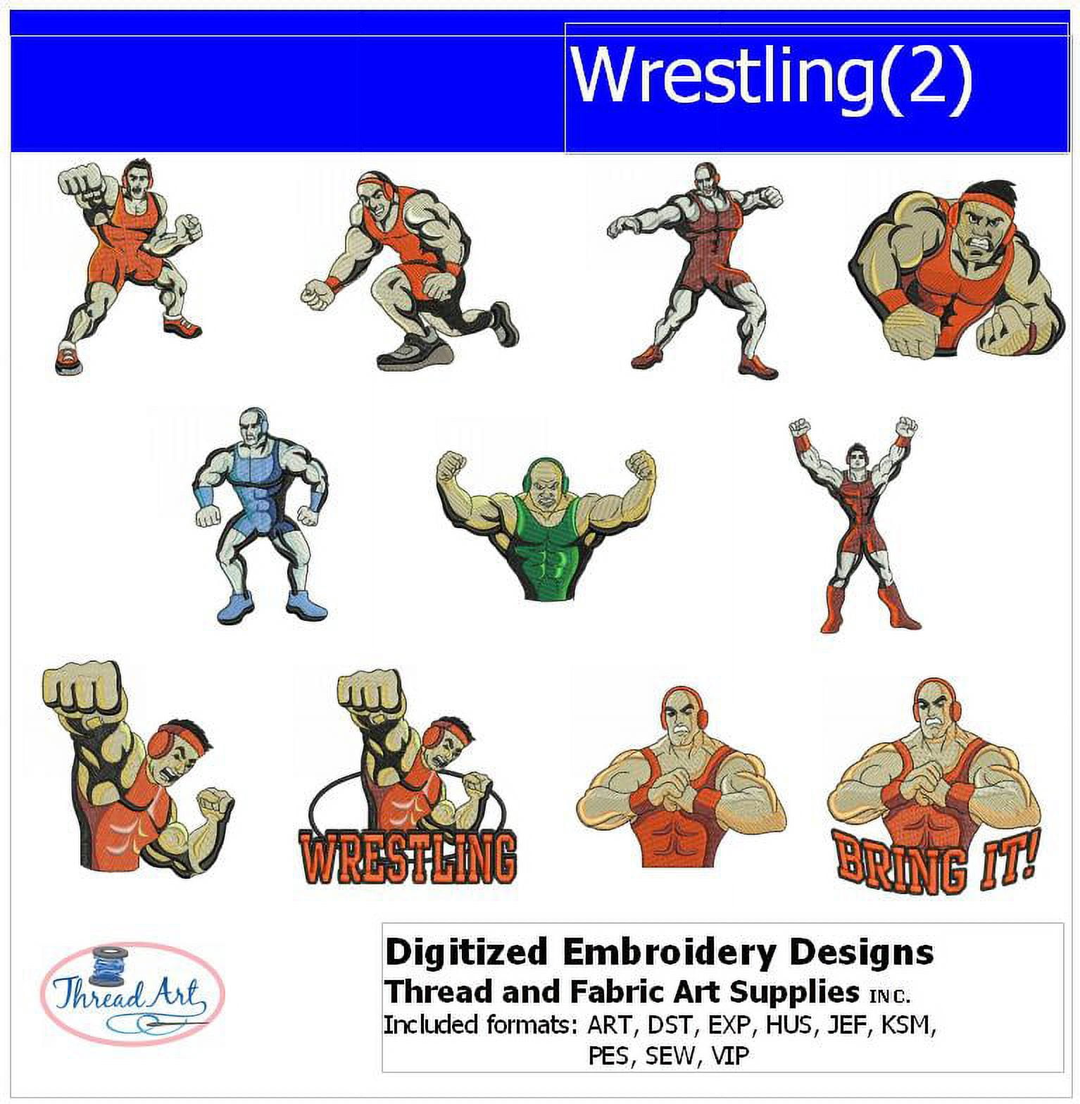 Wrestling(2) Embroidery Designs - All Popular Formats Included - Loaded ...