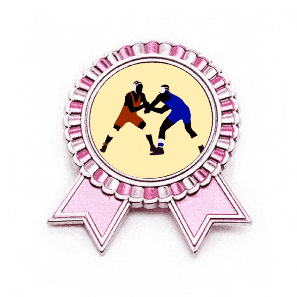Wrestling American Athletic Fitness Badge Brooch Pin Pink Winner Award ...