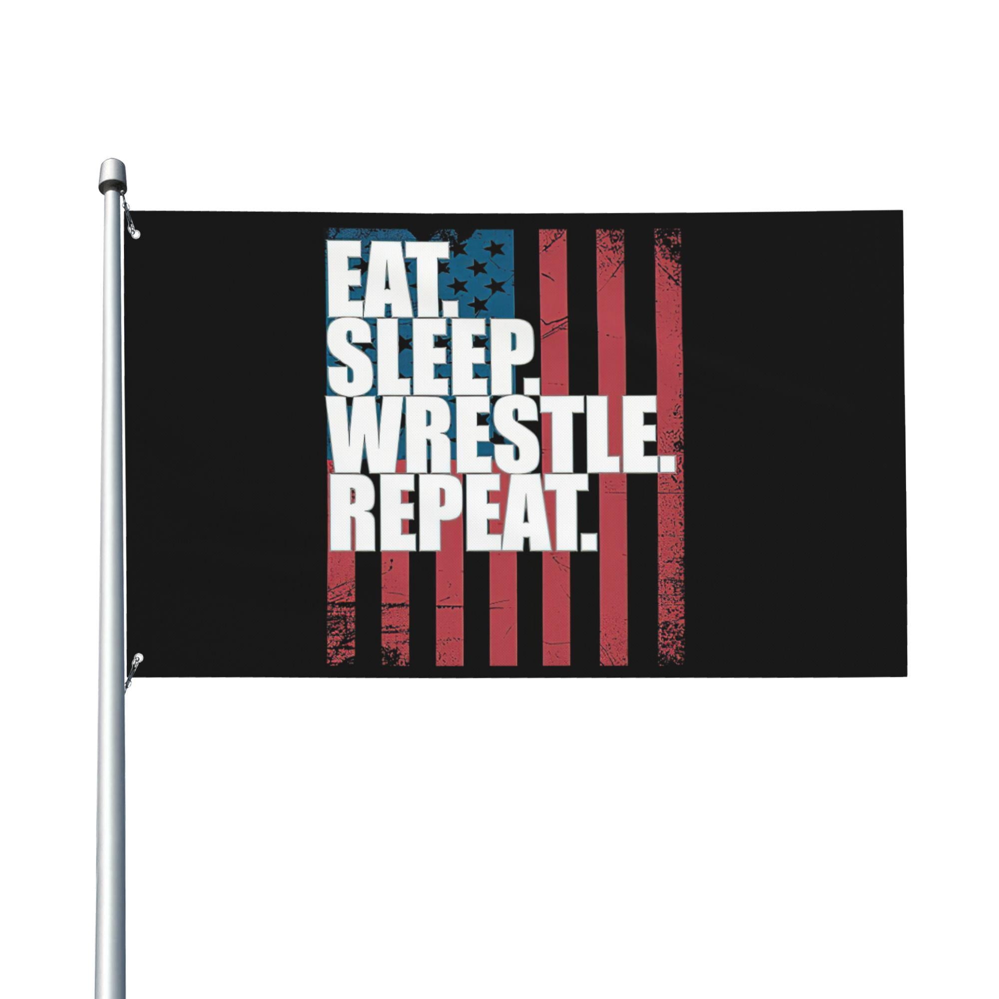 Wrestling American Eat Sleep Wrestle Flag Home Garden Flag Banner ...