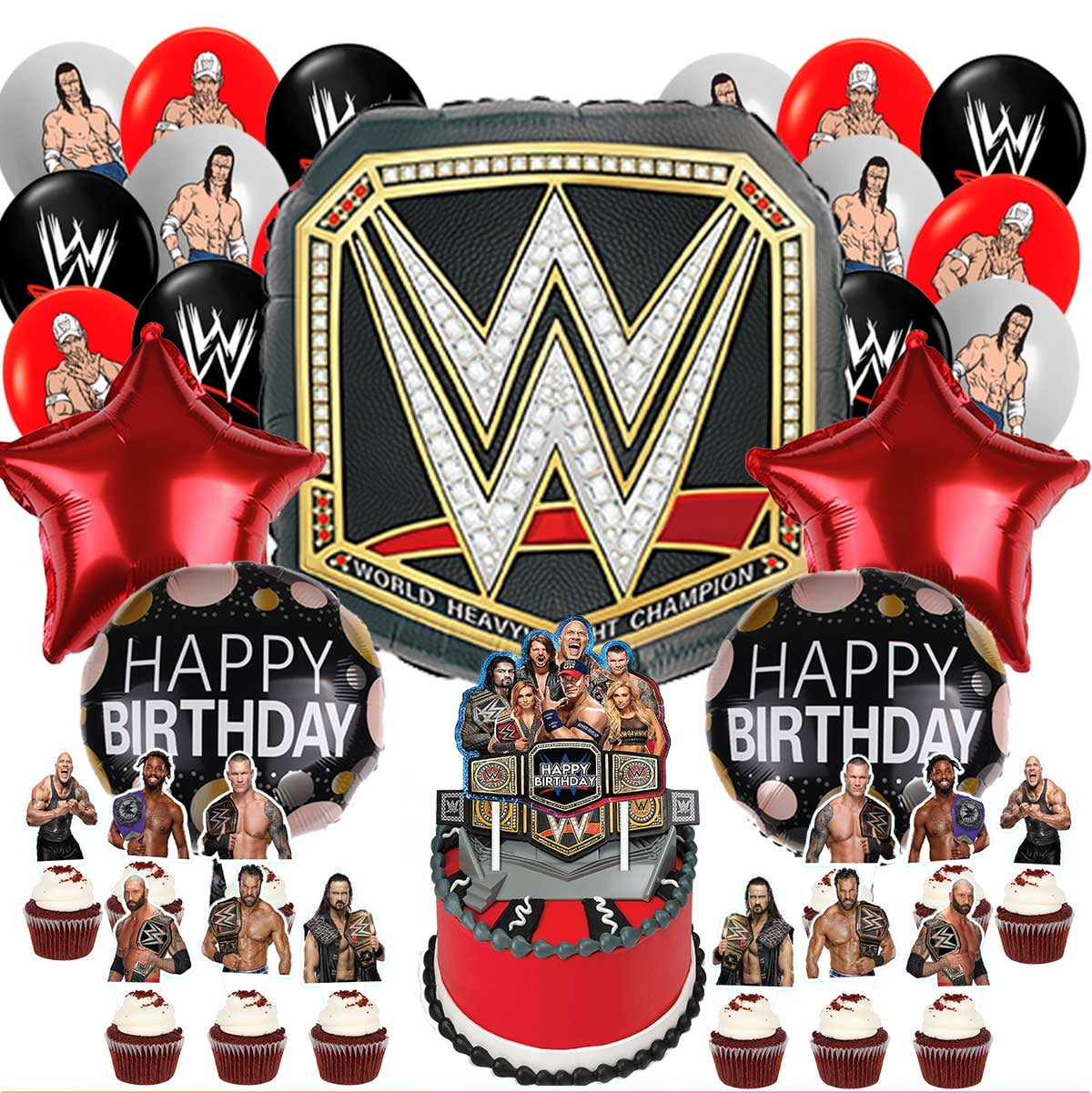 Wrestling Balloons Cake Topper Party Supplies Birthday Set Decorations Kit Fans - Walmart.com