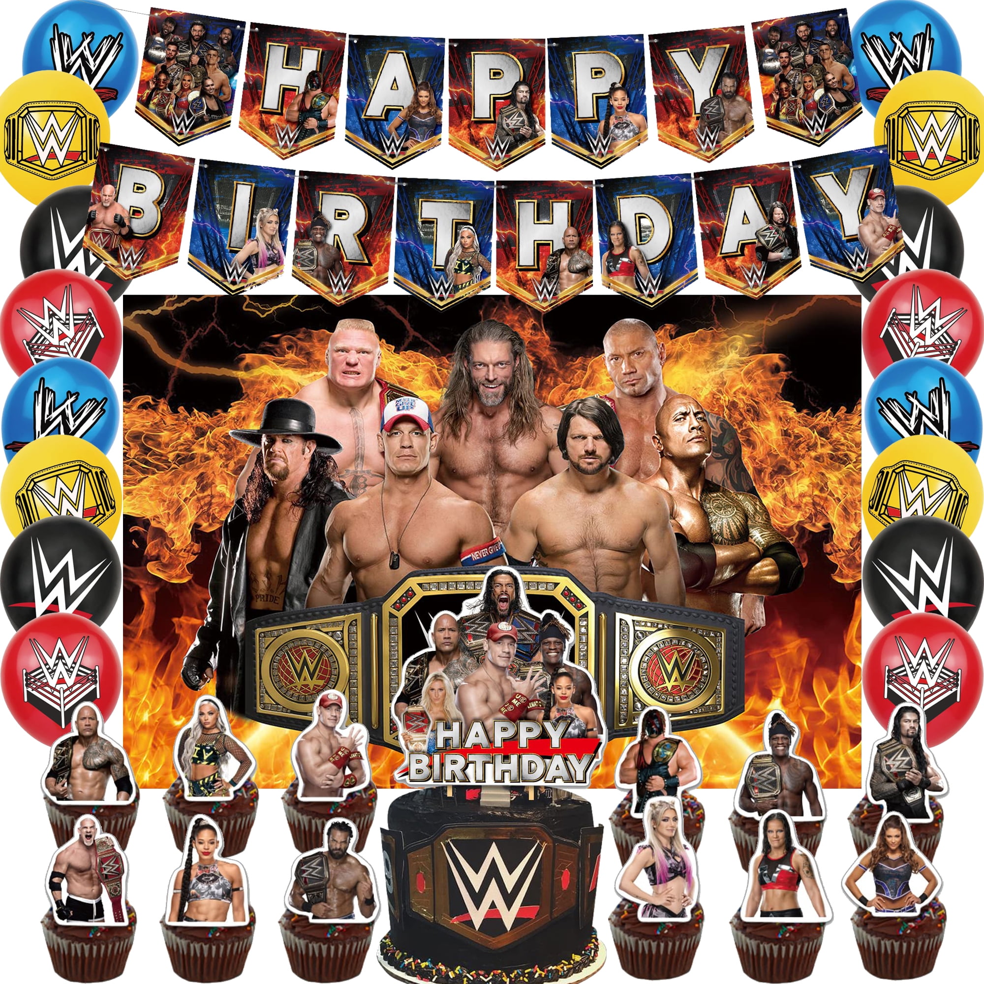 Wrestling Birthday Party Decorations, 45 Pcs Wrestling Birthday Party ...