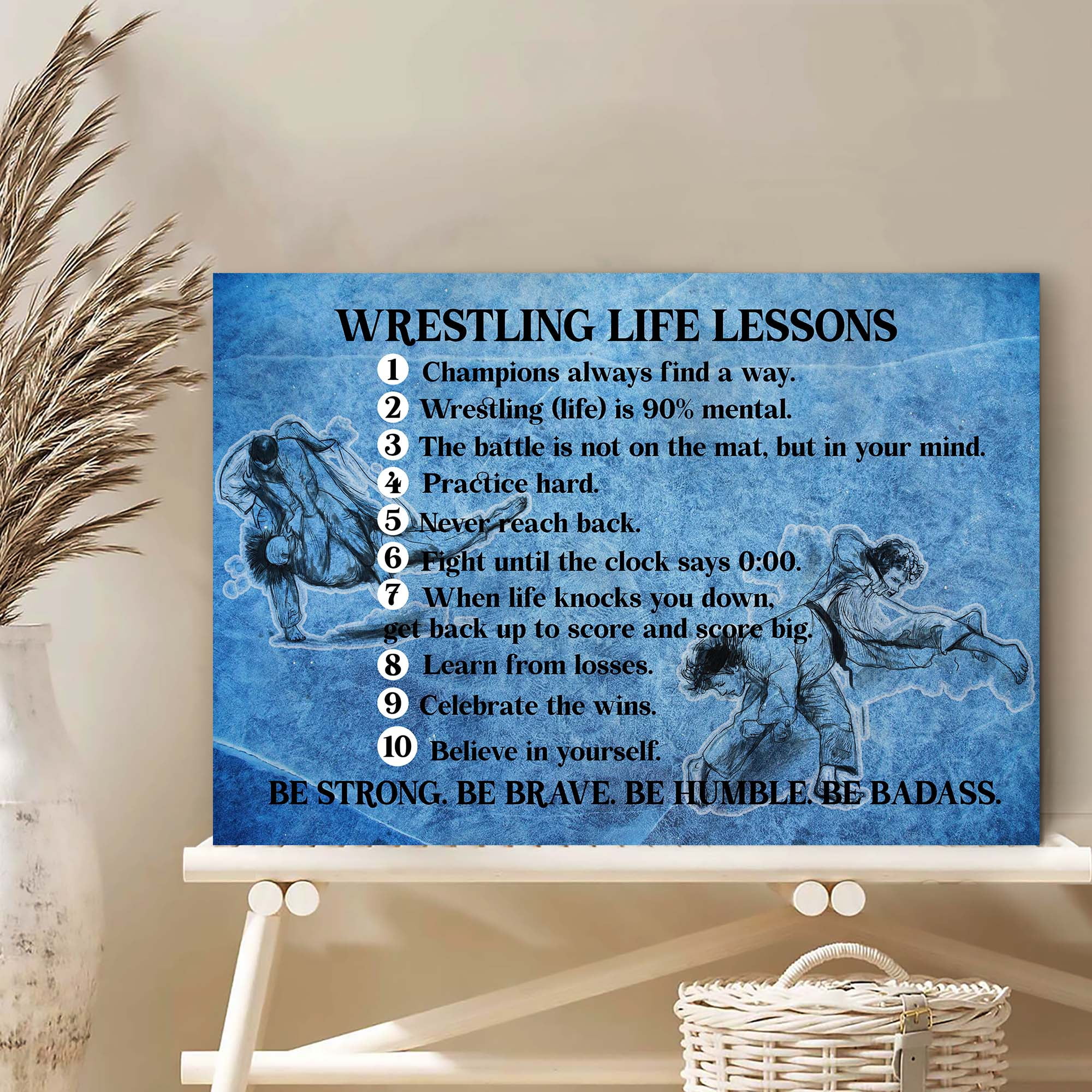 Wrestling Life Lessons Canvas Wall Art – Motivational Quote Print ...