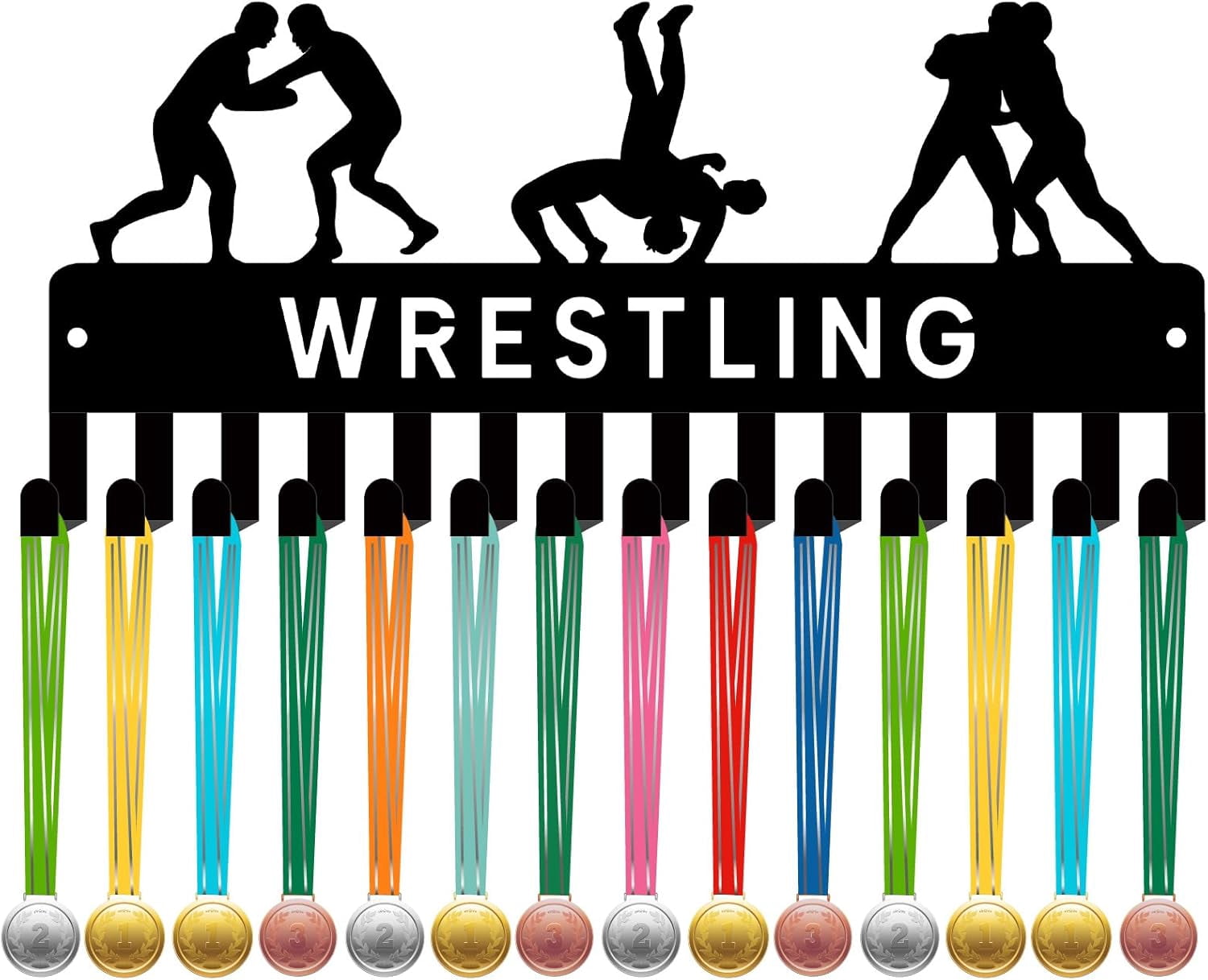 Wrestling Medal Hanger Display Award Hooks for Wall Mounted Metal Frame ...