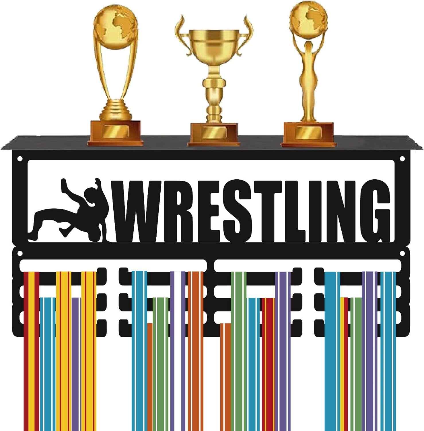 Wrestling Medal Hanger Display Trophy Display Shelves Rectangle 3 Row ...