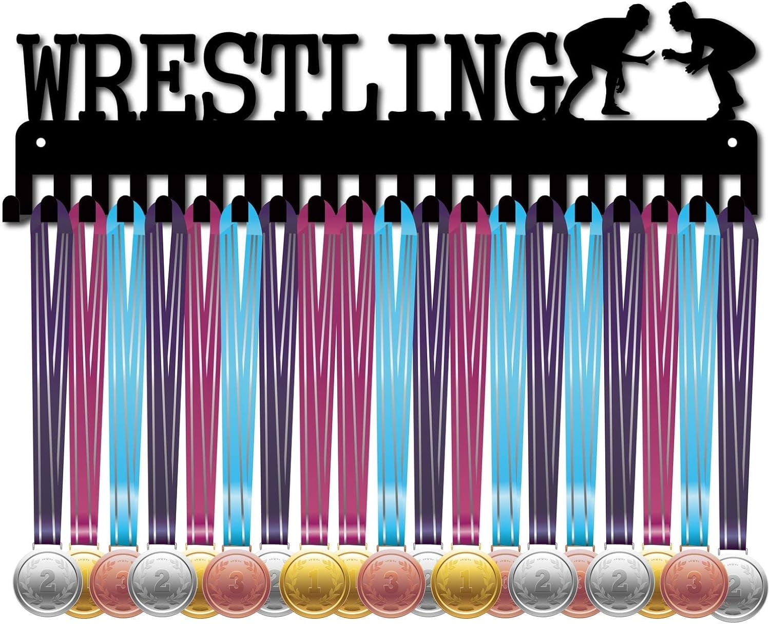 Wrestling Medal Holder Display Hanger Rack Sports Metal Wall Mount with ...