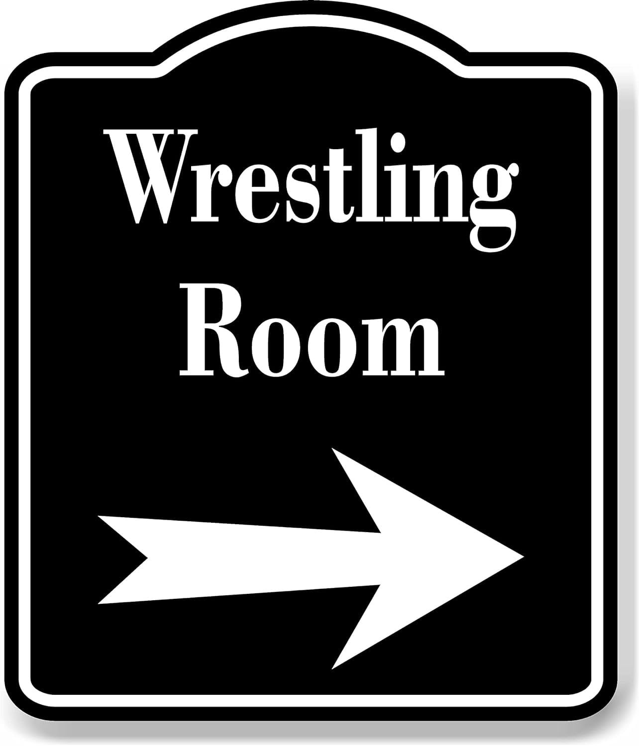 Wrestling Room Right Arrow BLACK Aluminum Composite Sign, 20"x24 ...