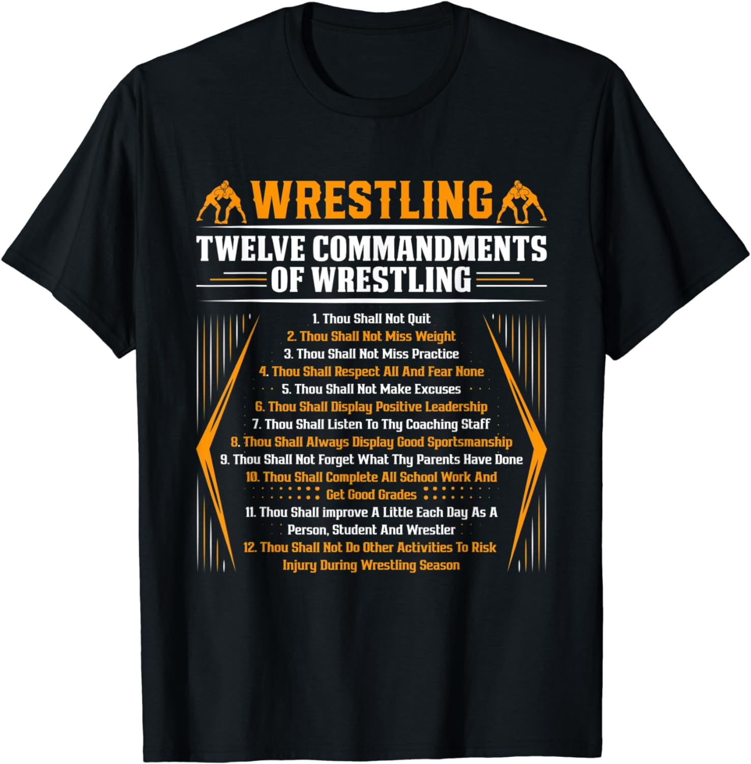 Wrestling Twelve Commandments of Wrestling Wrestling T-Shirt - Walmart.com