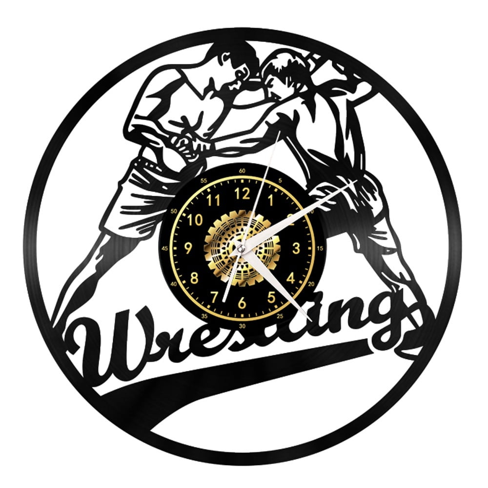 Wrestling Vintage Black Vinyl Record Wall Clock Wall Art 3D Modern ...