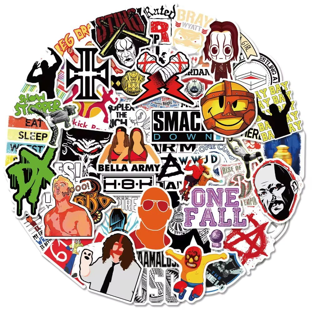 Wrestling WWE Set of 50 Assorted Decals Stickers Set - Walmart.com