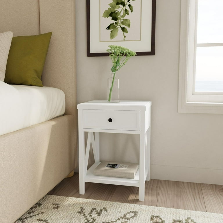 Solid wood white nightstand store