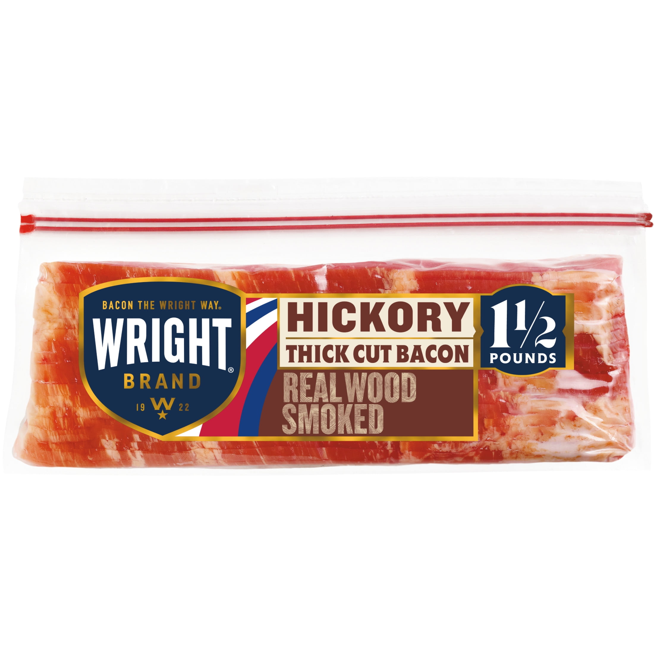 Wright Brand Hickory Real Wood Smoked Thick Cut Bacon, 24 oz - Walmart.com