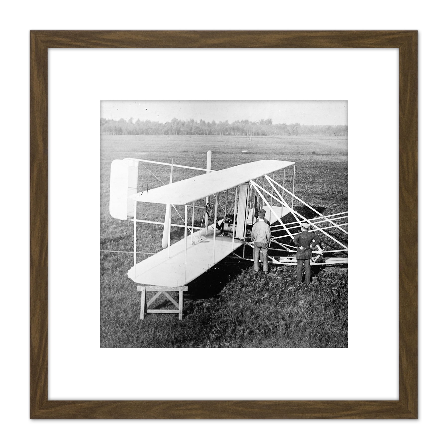 Wright Brothers Biplane Machine Old Photo 8X8 Inch Square Wooden Framed ...