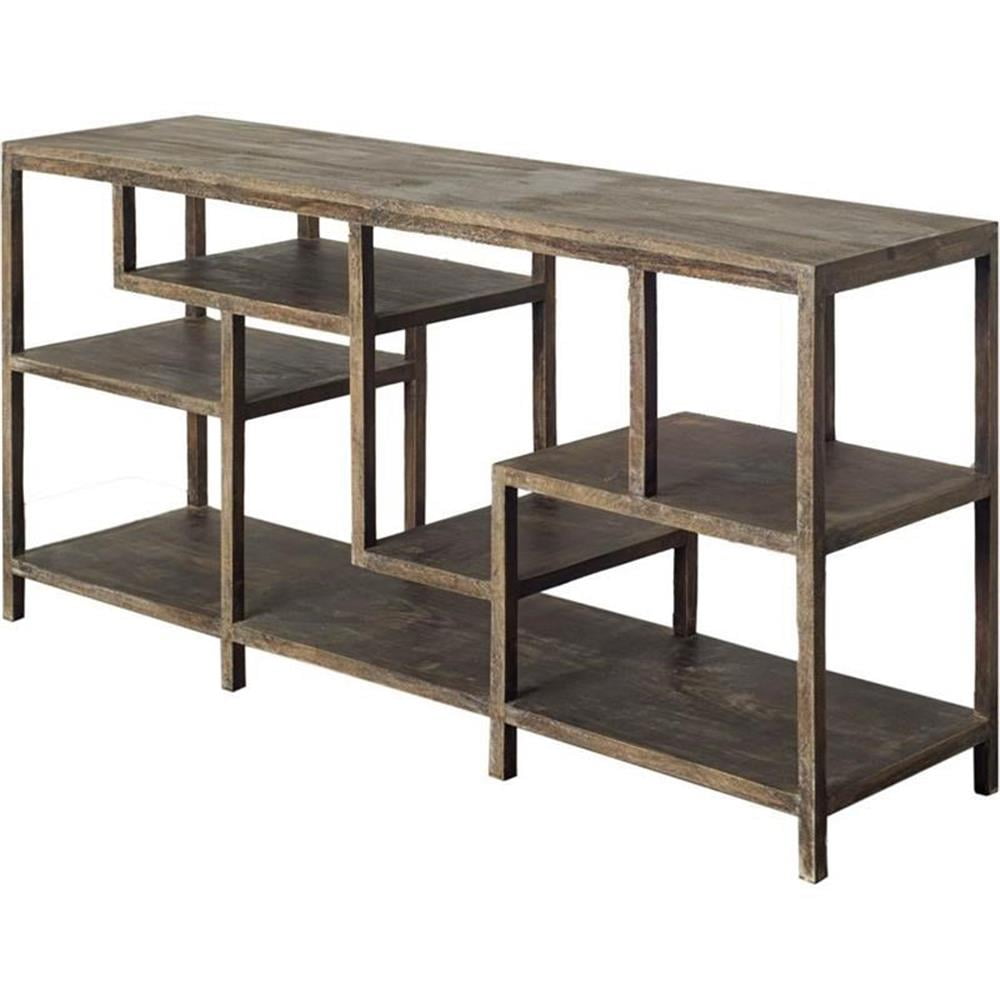 Wright I 16L x 66W Brown Wood Multi-Level Shelf Console Table (Set of 2) - Walmart.com