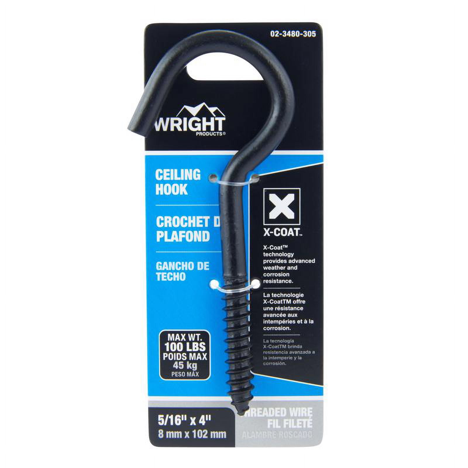Wright Medium Matte Black Black Steel 4 in. L Ceiling Hook 100 lb 1 pk - Walmart.com