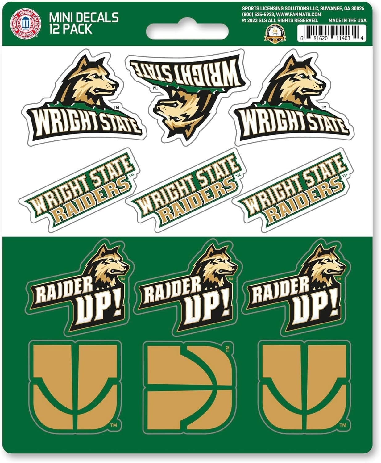 Wright State University Raiders 12-Piece Mini Decal Sticker Set, 5x6 ...