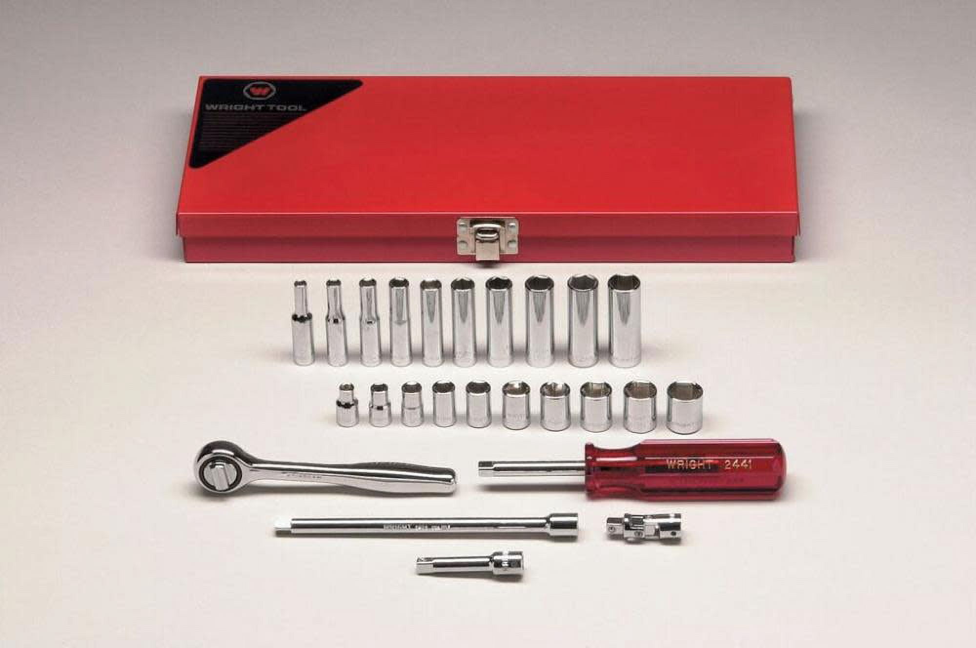 Wright Tool 1/4 In. Drive 25 Pc. 6 Pt Std And Deep Metric Socket Set ...