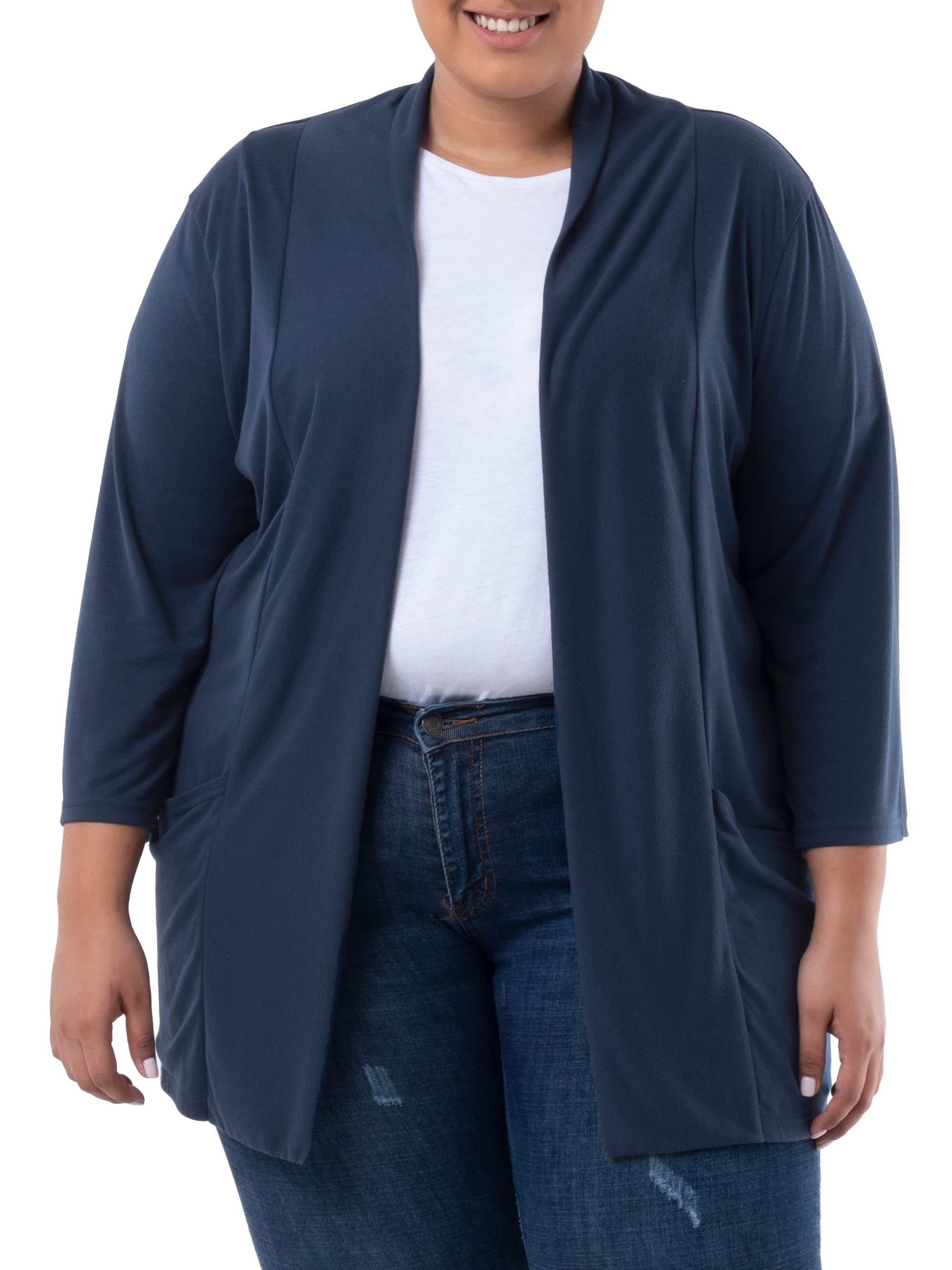 Catherines Women's Plus Size Harmony Knit Herringbone Cardigan ...