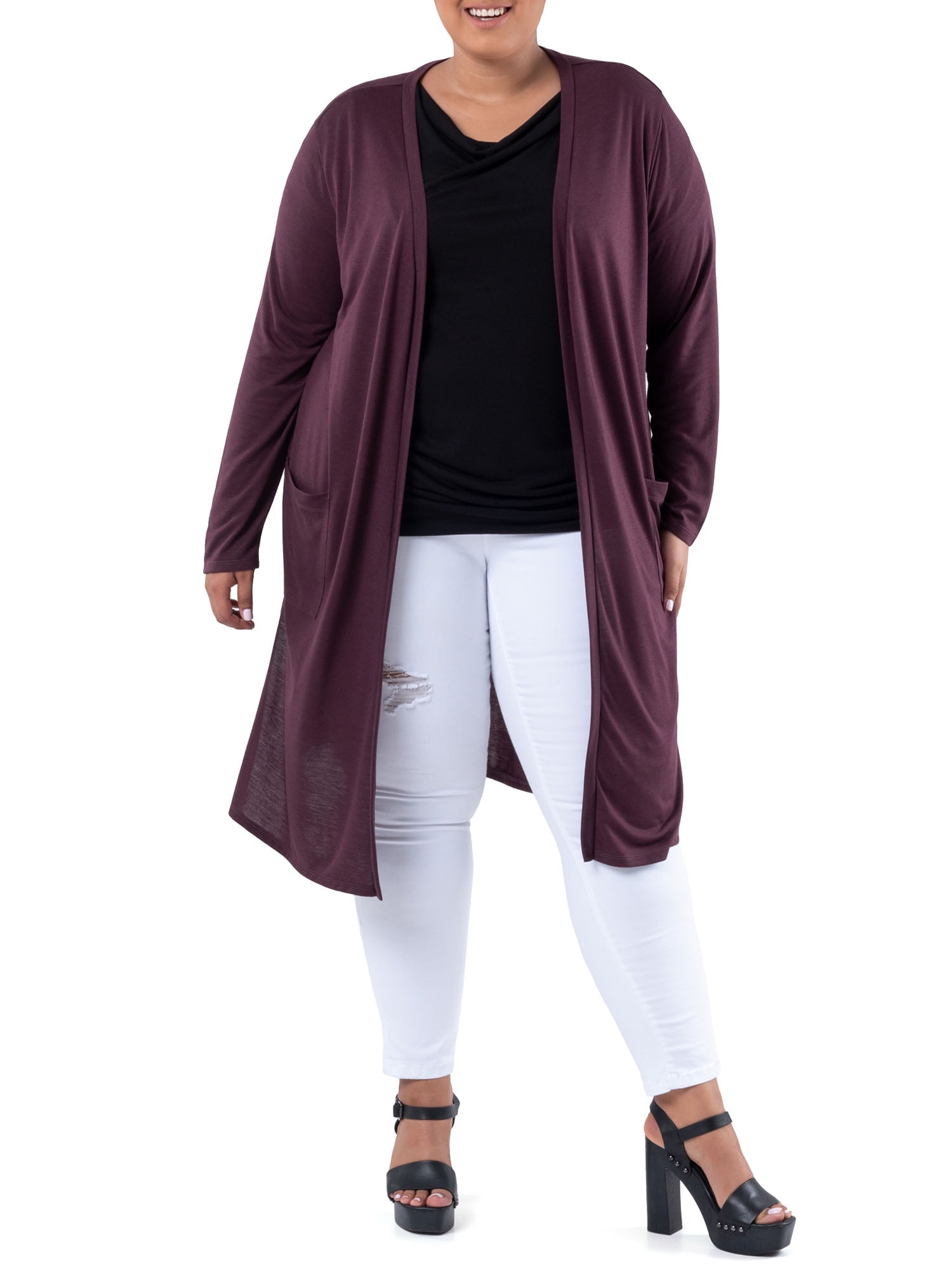 Wrights Plus Size Jersey Duster Cardigan - Walmart.com
