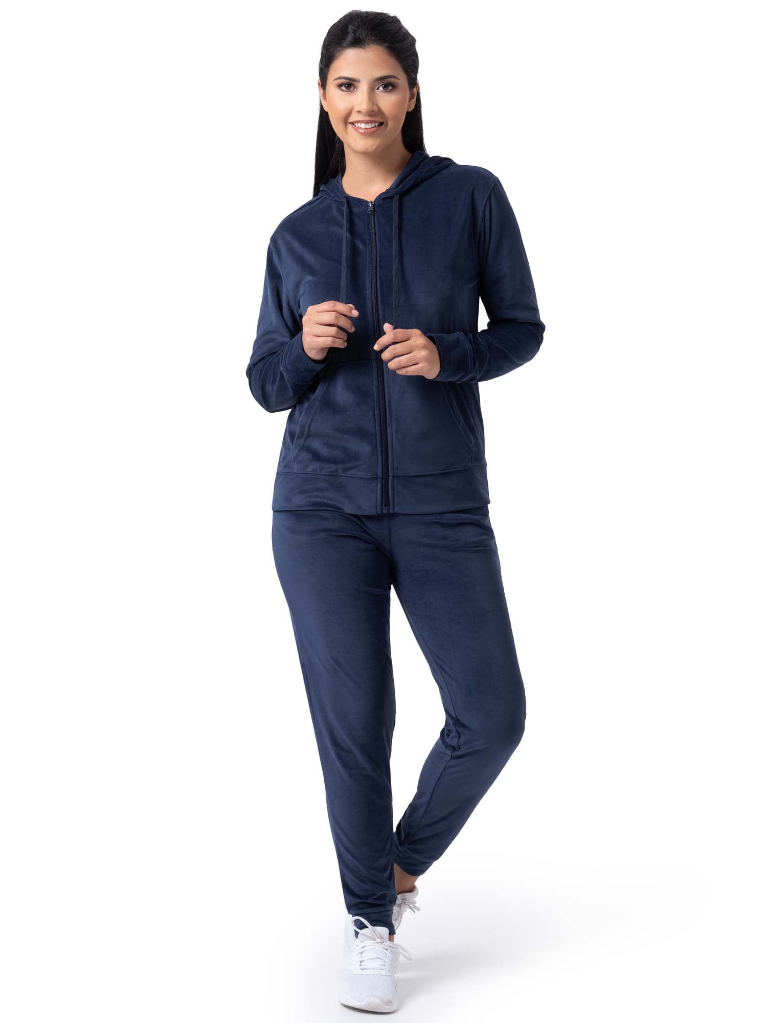 Wright's Women's Plush Velour Hoodie & Jogger Tracksuit Set, S-4X ...