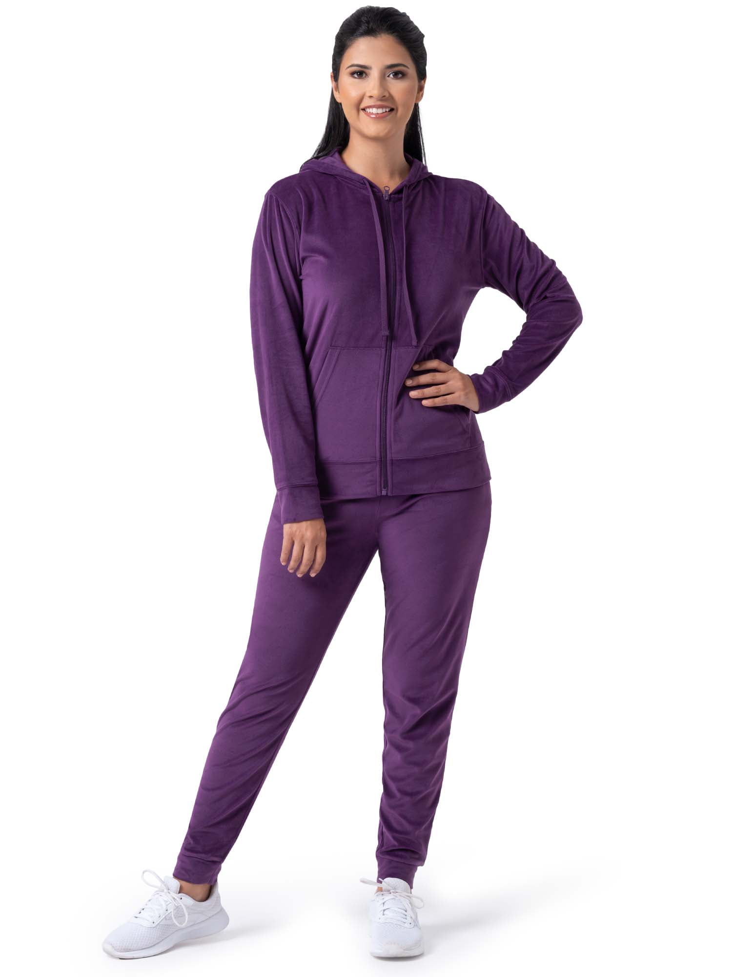 Wright's Women's Plush Velour Hoodie & Jogger Tracksuit Set, S-4X ...