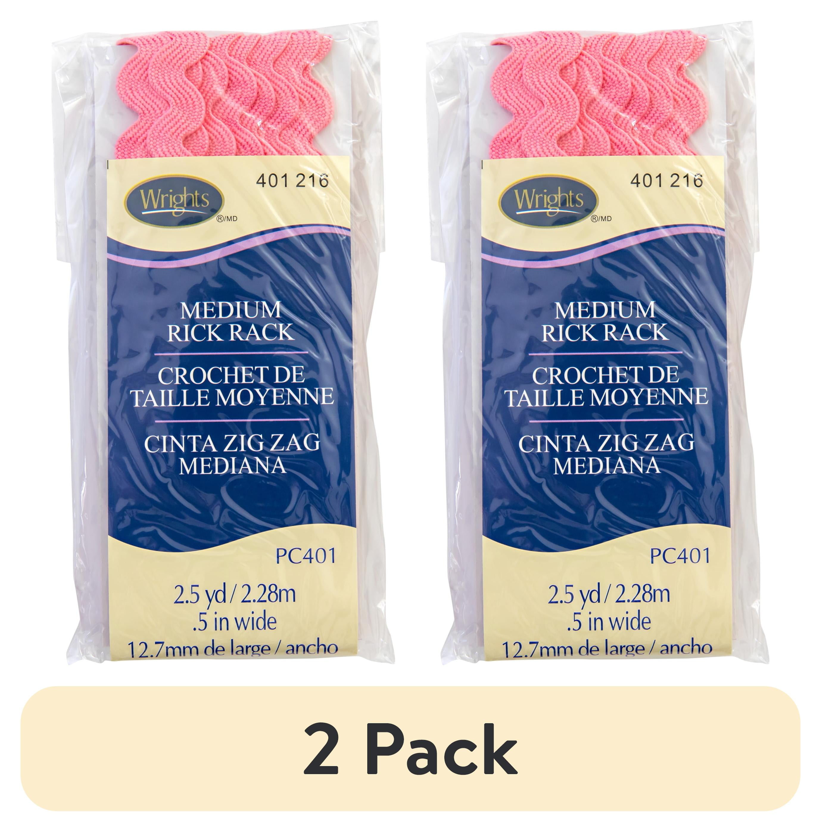 (2 pack) Wrights 1/2" Candy Pink Medium Rick Rack, 2.5 yd Sewing Trim ...