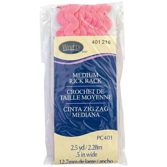Wrights 1/2" Candy Pink Medium Rick Rack, 2.5 yd Sewing Trim - Walmart.com