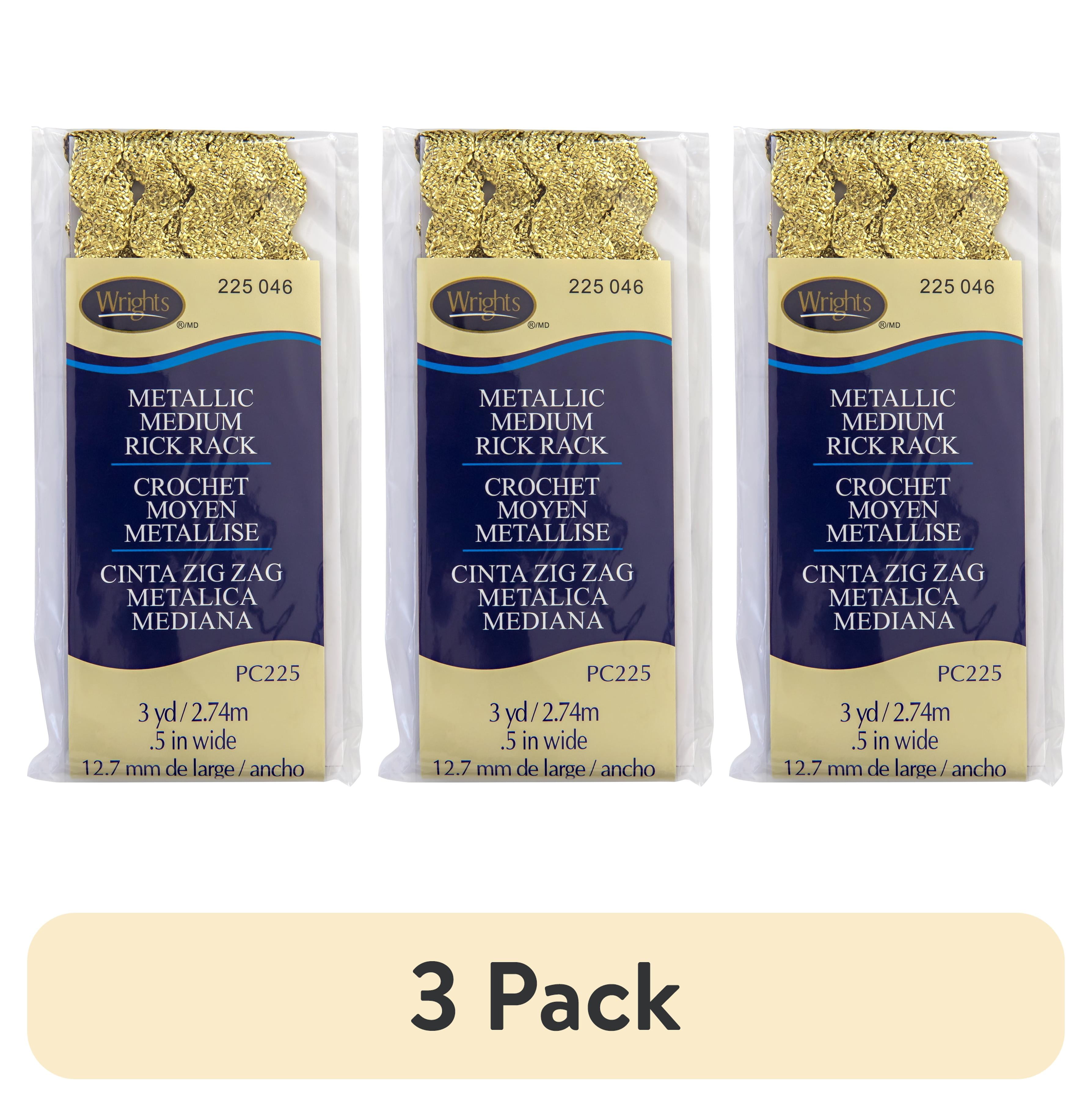 (3 pack) Wrights 1/2" Gold Metallic Metallic Rick Rack, 3 yd Sewing ...