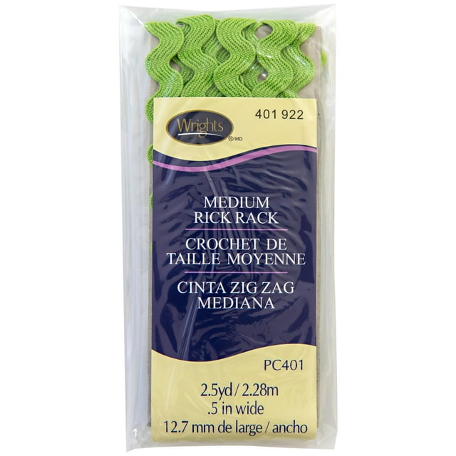 Wrights 1/2" Leaf Green Medium Rick Rack, 2.5 yd Sewing Trim - Walmart.com