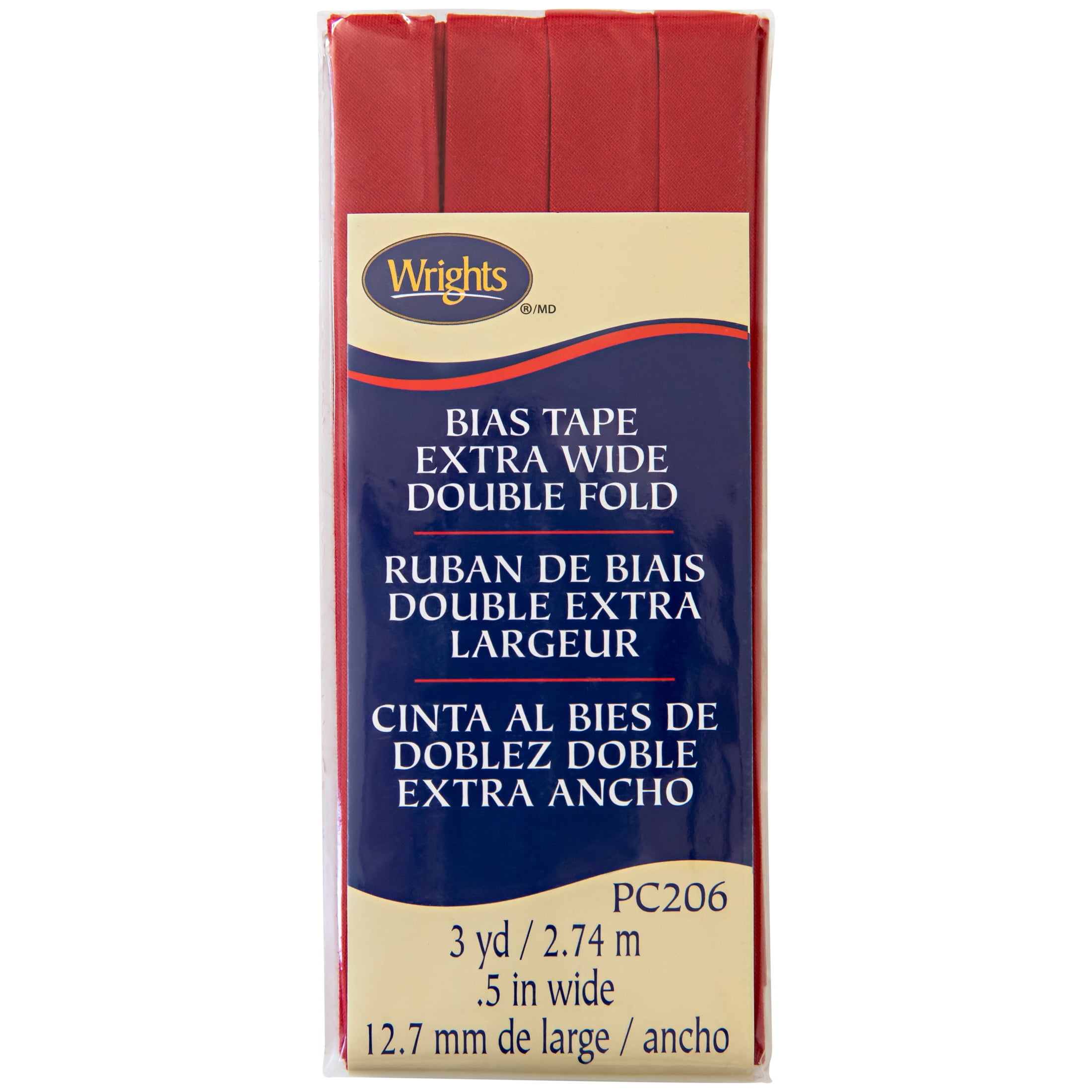 Wrights 1/2" Red Extra Wide Double Fold Bias Tape, 3 yd - Walmart.com